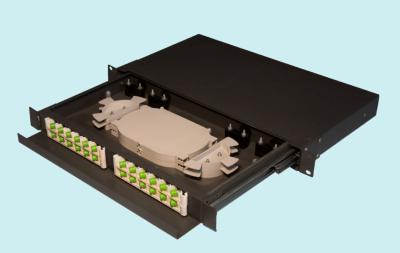 China Drawer Type Fiber Optic Patch Panel 24 Port Space Saving With Angled Adapter for sale