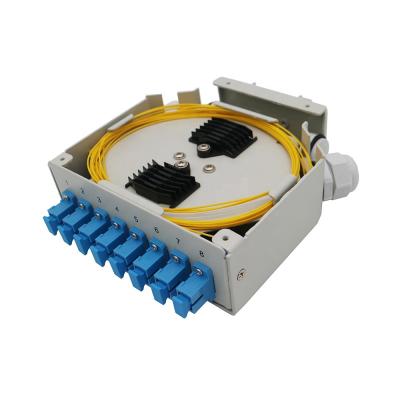 China Aluminum Fiber Patch Panel Rack Mount 8/12 Port For FTTH Network Terminal Distribution for sale