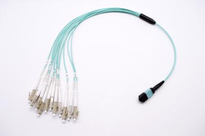 China Multimode OM3/OM4  8/12/24 core mtp mpo fiber breakout cable,MPO MTP female to female fiber connector for sale