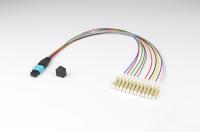 China MPO to LC breakout cable,10G OM3 50/125um mpo male to 12 x LC fan-out ribbon mpo fiber optic cable multimode patch cord for sale
