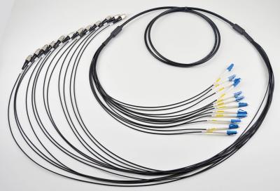 China 12 Strand Fiber Optic Cable Single Mode LC To FC Outdoor Break Out Tactical Armored G657A for sale