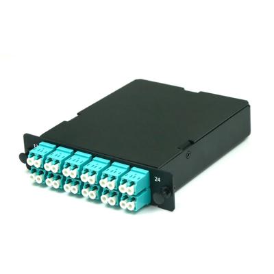 China 24 Port Fiber Optic Cable Termination Patch Panel MPO MTP 12xLC Duplex 10G OM3 50/125um for sale