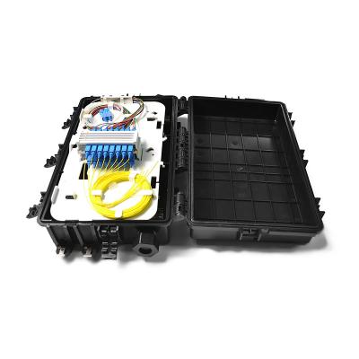 China Compact Wall Mount Fiber Optic Splitter Box 16 Core Black Color For FTTH / UNIFIBER for sale