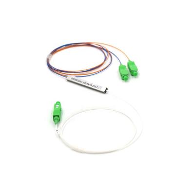 China FTTH Fiber Optic Splitter 1 In 2 Out  0.9mm G657A1 SC APC Low Insertion Loss for sale