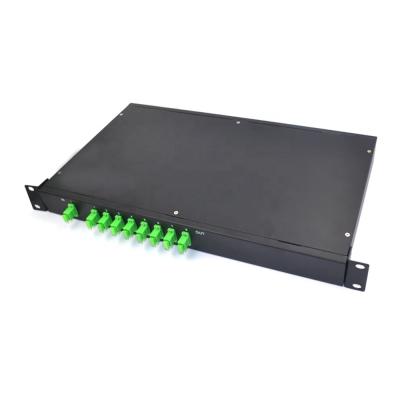 China Compact Fiber Optic Splitter 1x8 Rack Mounted 1U 19 Inch Single Mode SC APC Connectors for sale
