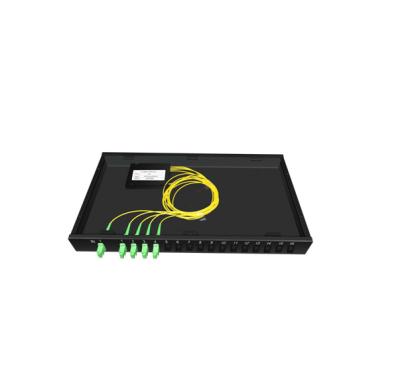 China 1 In 4 Out PLC Fiber Optic Splitter ABS Box 1x4 1U 19