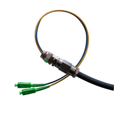 China SC/FC Pigtail Fiber Optic Cable 2 Core Stainless Steel Strengthened Outdoor PE Jacketed for sale