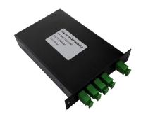 China 1 In 4 Out Plug In Fiber Optical Splitter Lgx Cassette Box Single Mode Dual Window for sale