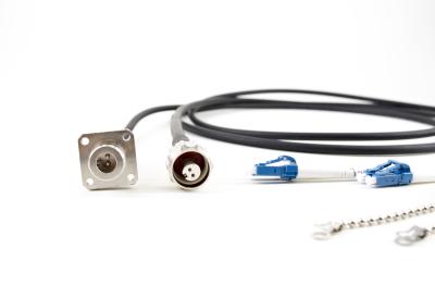 China IP68 Fiber Cable Assembly Outdoor Waterproof 2 4 Fibers Plug / Socket To Duplex LC for sale