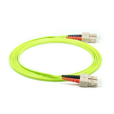 China SC UPC To SC UPC Fiber Optic Patch Cable Duplex Multimode Lime Green OM5 Durable for sale