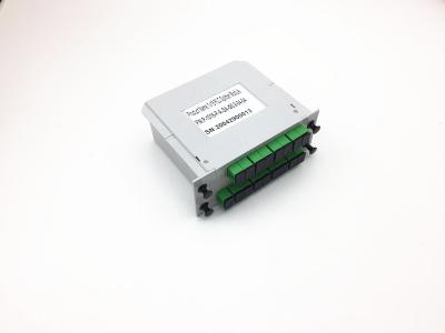 China FTTH PON 1x16 PLC Fiber Splitter Plastic Plug In LGX Cassettes With SC Input / Output for sale