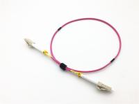 China OM4 50/125 LC To LC Duplex 2.0mm Multimode Fiber Optic Cable for sale