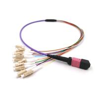 China OM4 12F MPO/Male To LC Multimode Patch Cord 0.9mm Breakout Cable for sale