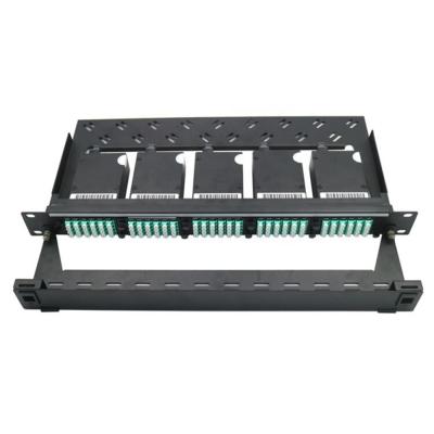 China Om3 Om4 Quad LC Adapter MPO Cassette Rack Mount Patch Panel for sale