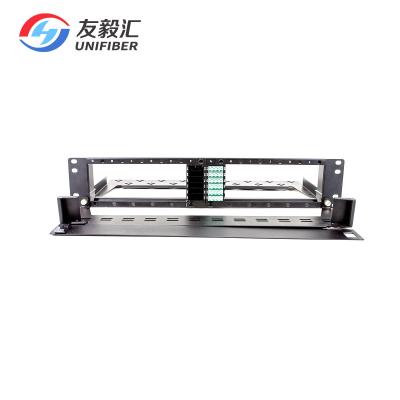 China OM3 Quad LC 24F 2U 288F MPO MTP Fiber Patch Panel for sale