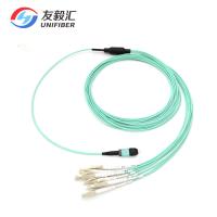 China 8 Core 3m Multimode Female To LC OM3 MPO Breakout Cables for sale
