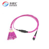 China Polarity B 1M 8 Fiber OM4 MPO To LC Duplex Breakout Cable for sale