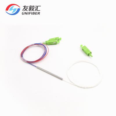 China 0.9mm SC APC 1x2 1310/1550nm Fiber Optic Fused Coupler for sale