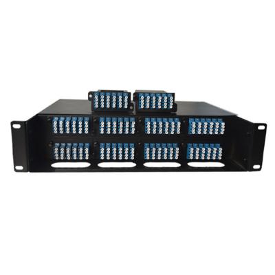 China 192 Port Quad LC 2RU MPO Fiber Patch Panel 8x24F Cassette Module for sale