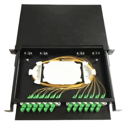 China 1U Height E2000 APC Fiber Patch Panel Rack Mount 12 Ports ROHS for sale
