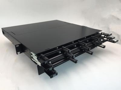 China Multimode OM3 1U 144F MPO Patch Panel With 12x12F Cassette Modules for sale