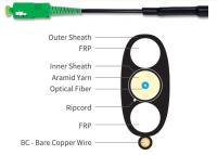China SST 100ft Single Mode Drop Cable FTTH Rugged Outdoor With Optitap for sale