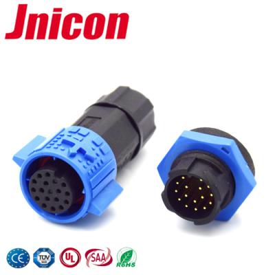 China Brass Gold-Plated M19 Low Voltage LED Connectors 16 Pin IP67 Panel Mount Connector for sale