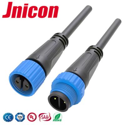 China M15 2 Pin 10A Waterproof Cable Connector Overmolded 300V LED Power Screw locking Connector for sale