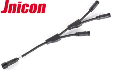 China 2P Black Cable Outdoor Waterproof Connectors , Jnicon Waterproof Y Connector for sale