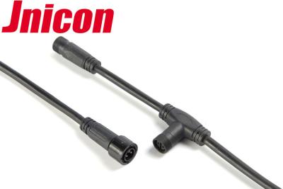 China Outdoor Waterproof T Connector 2 Pin 300V 10A Male Female With Cable for sale
