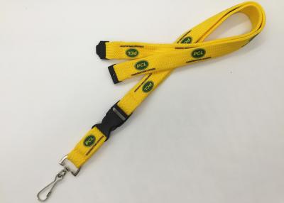 China 15mm / 20mm / 25mm Bright Yellow Security Badge Lanyard Custom Printing for sale