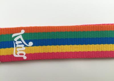 China Rainbow custom logo Silk Screen Lanyards , safety release lanyards with buckle for sale