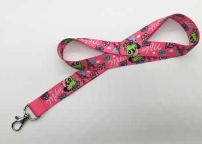 China custom Cute frog and beautiful flowers polyester lanyards with pink color for sale