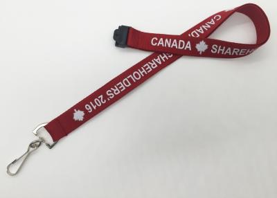 China Red color 2.0 CM Silk-screen printed Polyester lanyards with white letters on it for sale