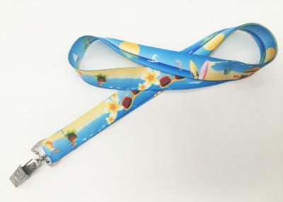 China Blue Events School Trade Show Lanyards Embroidery Logo Available  for sale