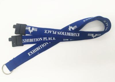 China 20MM Blue Tube Silk Screen Lanyards / Badge Holders Lanyards With Split Ring for sale