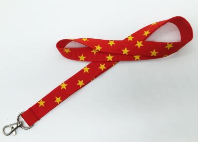 China Fashionable Red Silk Screen Lanyards Heat Transfer Lanyard With Yellow Stars for sale