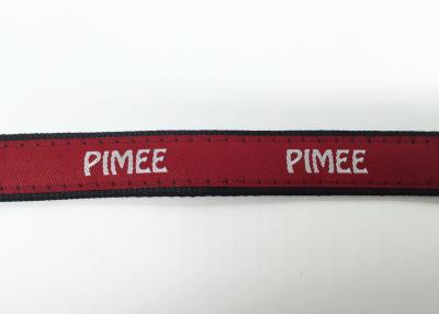 China Red Background Custom Woven Lanyard Sublimation Recyclable White Logo for sale