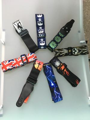 China Light Brown Comfortable Custom Embroidered Guitar Straps With Cotton Belt for sale
