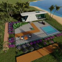 China Prefab Beach Capsule Luxury Home 11.5m x 3.4m Modular House 2 Bedroom Outdoor Hotel Pod for sale