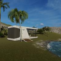 China 5.8x3x3.2 Meter Mobile Space Capsule Hotel - 6 Ton Prefab Tiny House with Bedroom & Bathroom for sale