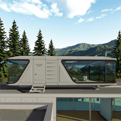 China Modern Luxury Prefabricated Space Capsule House 38 Sqm Steel Frame with Balcony Smart Control for sale