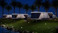 China Eco Smart K7 Space Capsule 6mm Tempered Glass Galvanized Steel Prefab Home for sale