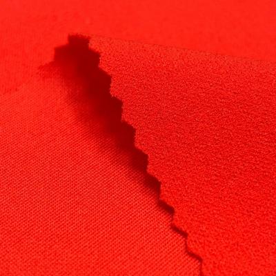 China Red Polyester Scuba Knit Fabric 280 GSM 150cm Width with Crepe Effect - 94% Polyester 6% Spandex for sale