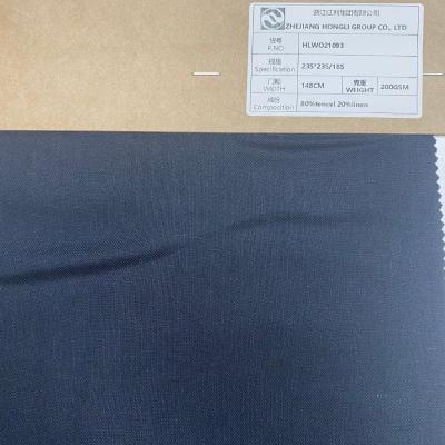 China 80% Lyocell 20% Linen Woven Twill Fabric 200 GSM 150 CM Width for Premium Suits and Apparel for sale