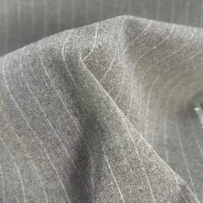 China 63% Polyester 33% Rayon 4% Spandex Melange Stripe Fabric 250GSM 148CM for Suiting and Blazers for sale