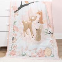 China Customizable 4-Piece Baby Crib Bedding Set - 52x28 Inch Pink Forest Theme with Plush Toy for sale