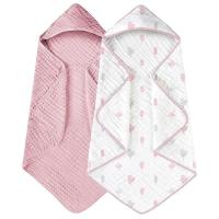 China Muslin Hooded Baby Towels 32x32 Inches 2-Pack Set - 100% Cotton Skin-Friendly Infant Bath Towels for sale
