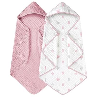 China Muslin Hooded Baby Towels 32x32 Inches 2-Pack Set - 100% Cotton Skin-Friendly Infant Bath Towels for sale