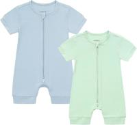 China 2-Pack Bamboo Baby Romper with Zipper Closure - 97% Rayon from Bamboo + 3% Spandex Material for sale